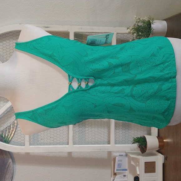 Athena | Swim | New Athena All Dressed Up Plunge Tankini Top Green ...
